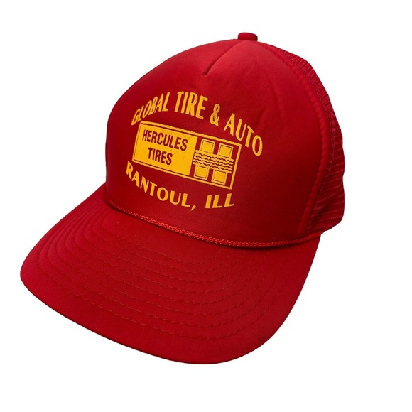 Cobra Cap | Accessories | Vintage Hercules Tires Trucker Hat Cap Red ...